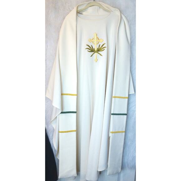 Unknown | Other | Priest Vestment Chasuble And Sash Stole White Set ...